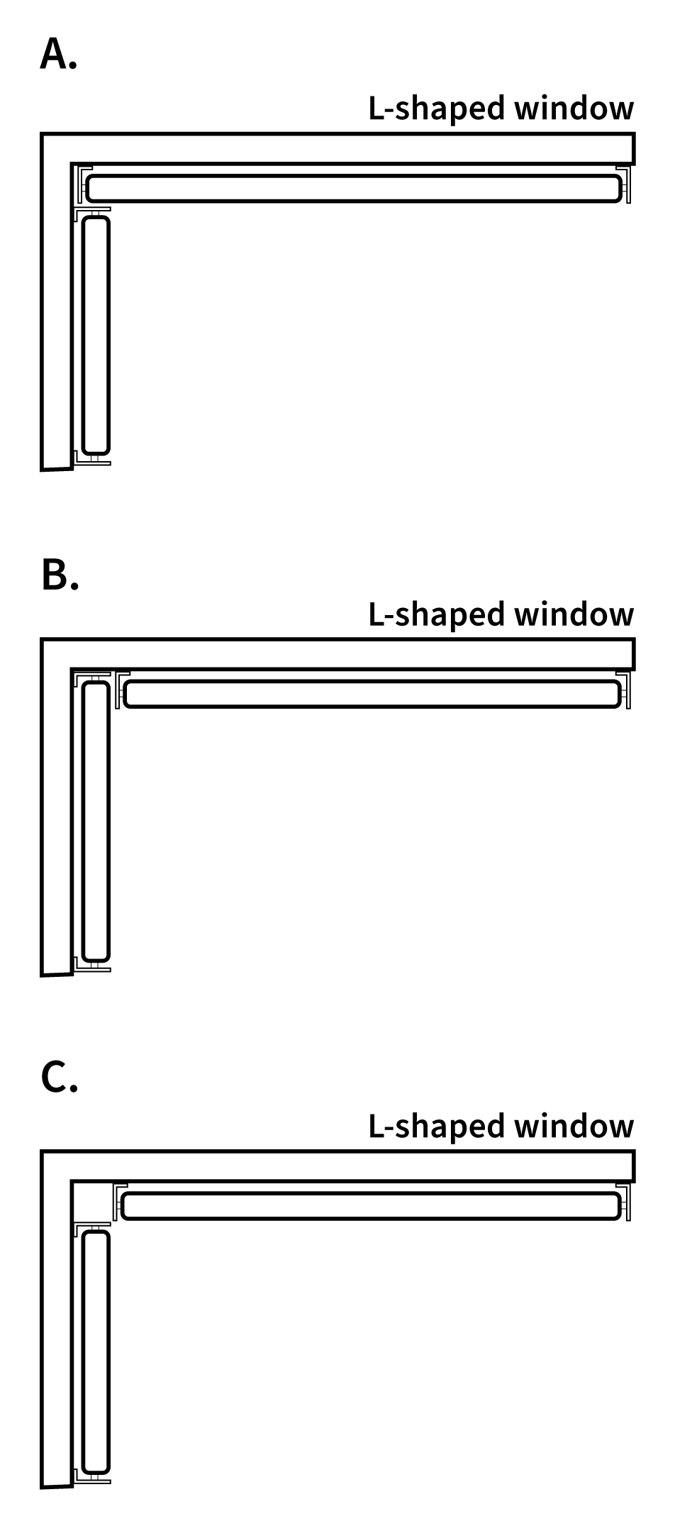 Measuring for a roller blind with a chain pull for an L-shaped window ...
